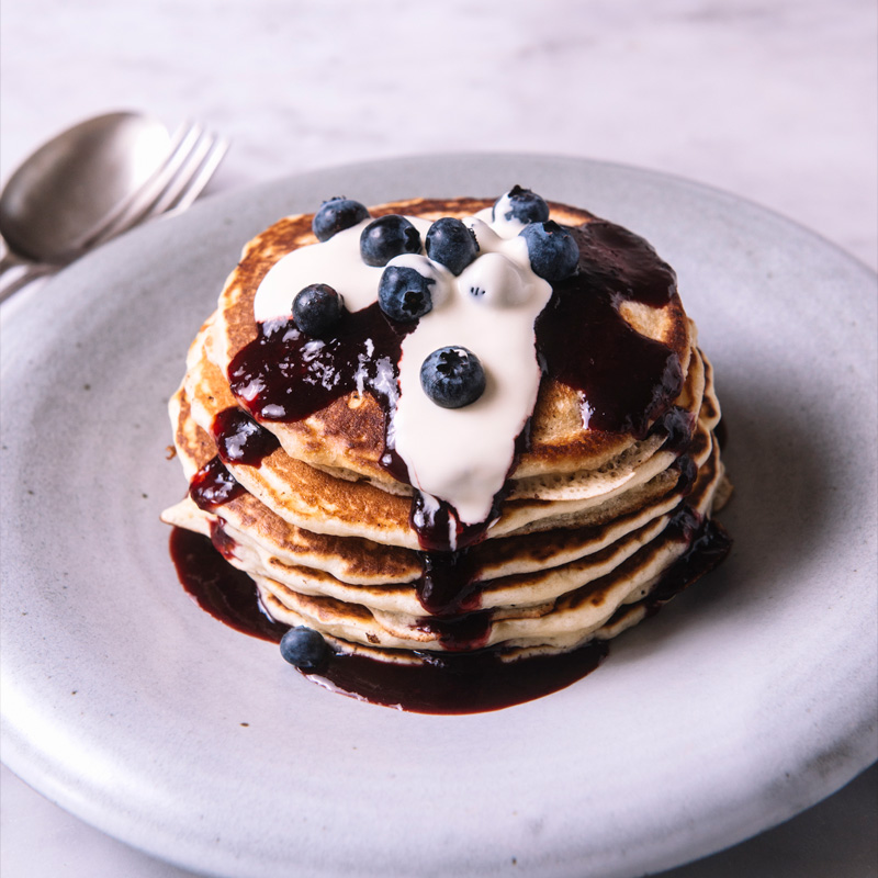 Pancakes with Blueberries and Island Berries Blueberry Coulis - Island ...